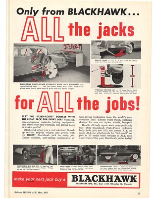 1957 BLACKHAWK TOOLS CAR JACKS AUTOMOTIVE VINTAGE SALES AD | eBay