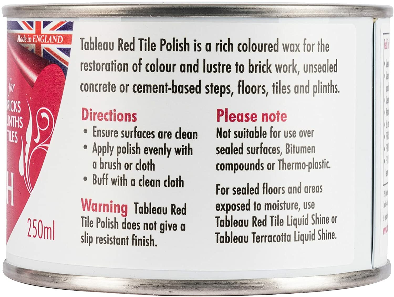 Pack 2 Tableau Red Floor Tile Polish 250ml Ideal Cardinal Red Tile ...