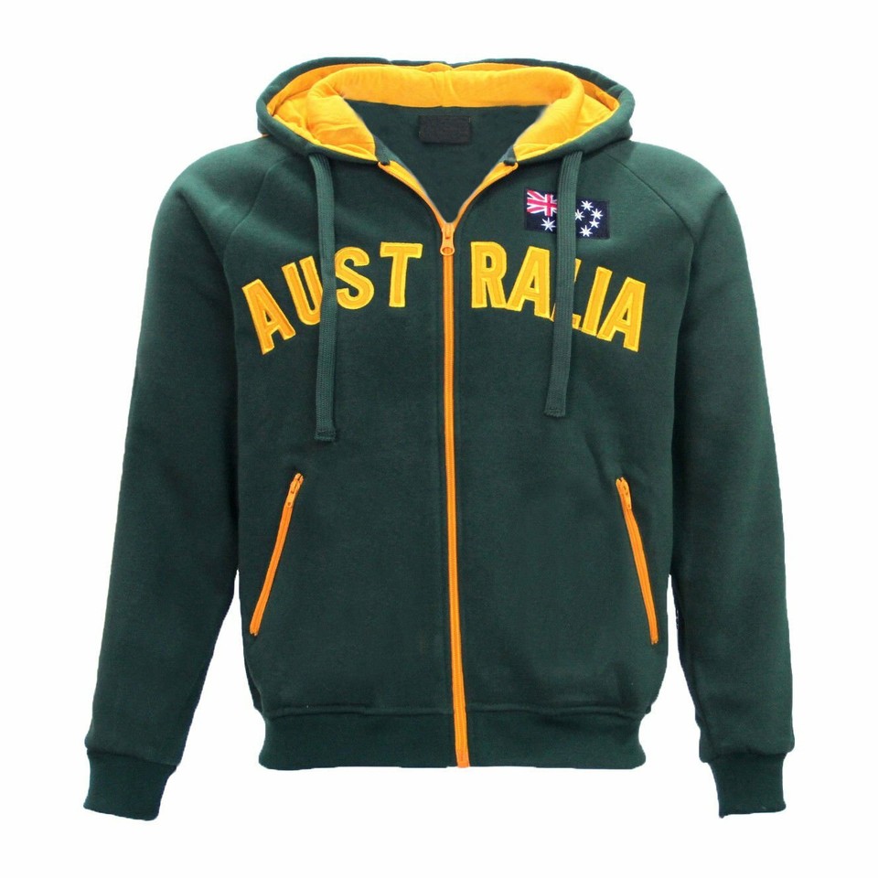 New Adults Australia Day Zip Up Hoodie Jacket w Flag Souvenir Jumper ...