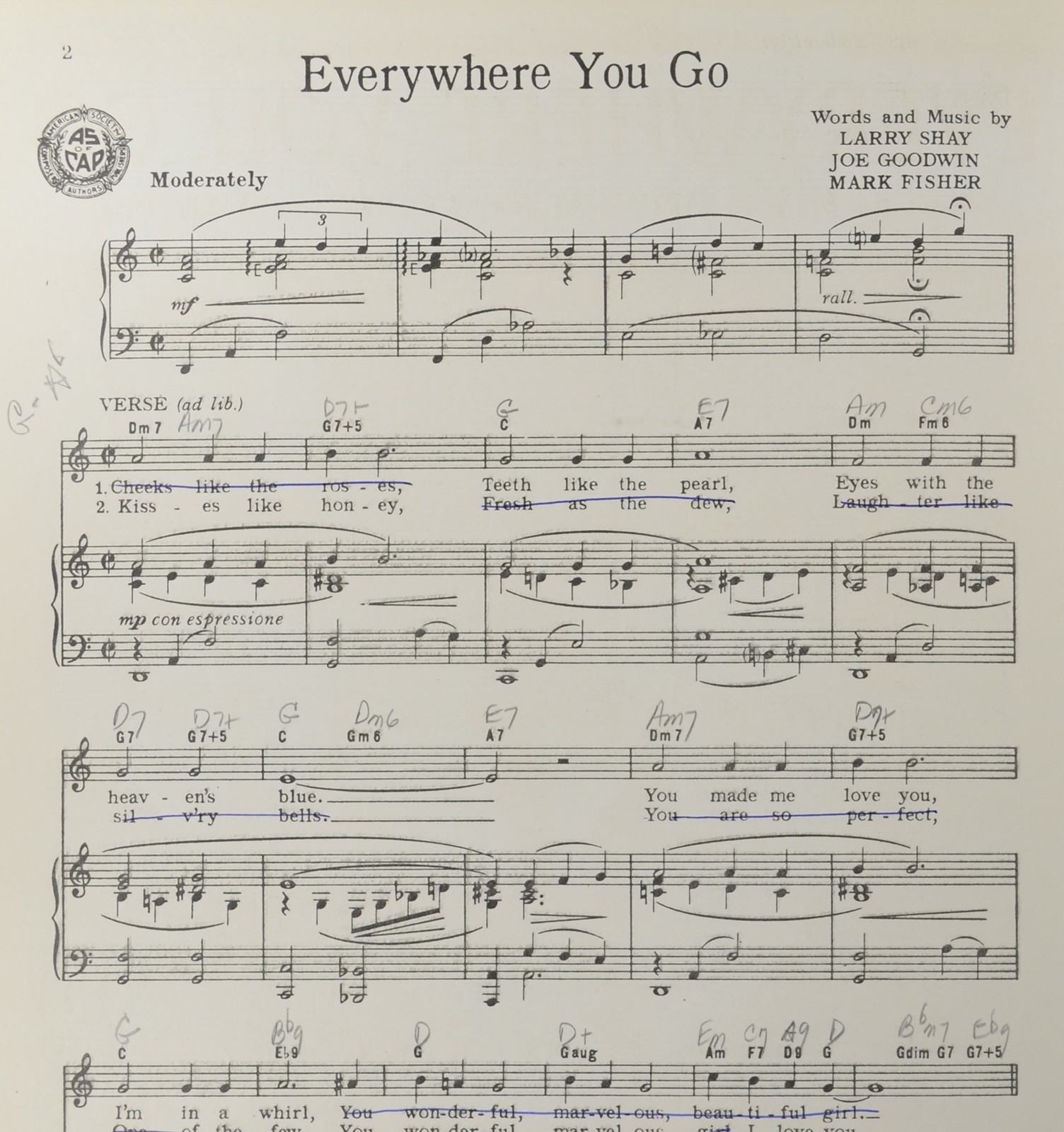 1949 EVERYWHERE YOU GO Shay Goodwin Fisher GUY LOMBARDO Sheet Music | eBay