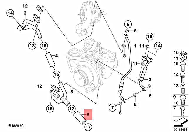 Genuine BMW E60N E61N E63N E64N Turbocharger Oil Supply Hose OEM ...