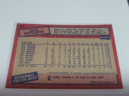 RICK SUTCLIFFE 1985 Topps Drake's Odd #43. CUBS | eBay