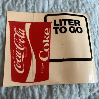 Coca-Cola Liter To Go Enjoy Coke Sticker Sign Decal VTG RARE | eBay