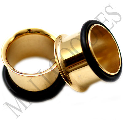 0857 Gold Single Flare Flesh Tunnels Earlets Big Gauges 9/16" Plugs ...