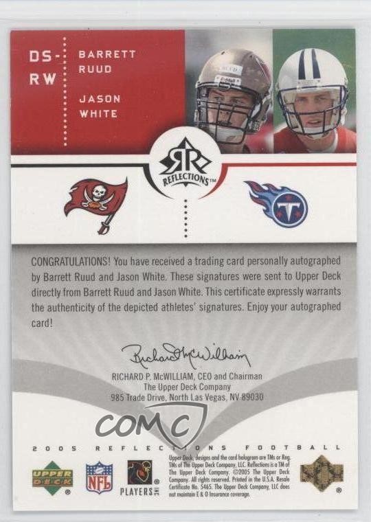 2005 Reflections Dual Signature /70 Barrett Ruud Jason White Rookie ...