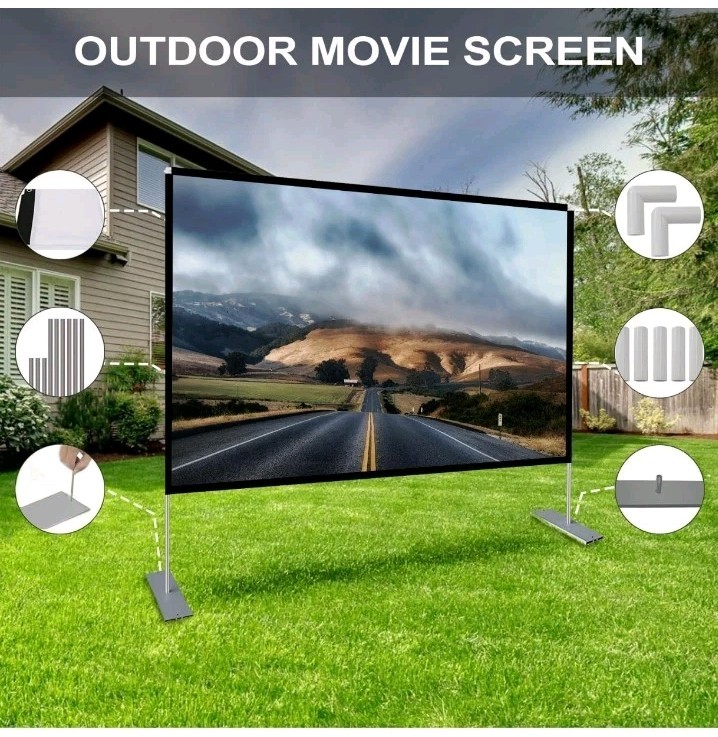 Projector Screen with Stand 80 Inch Portable Projection Screen 16:9 4K ...