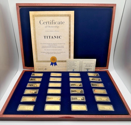 RMS Titanic Gold-Layered 24-Piece Ingot Set w/ COA and Box - American ...