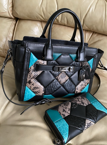 Coach Swagger Patchwork Bag & Wallet Teal/Turquoise/Green/Black Canyon ...