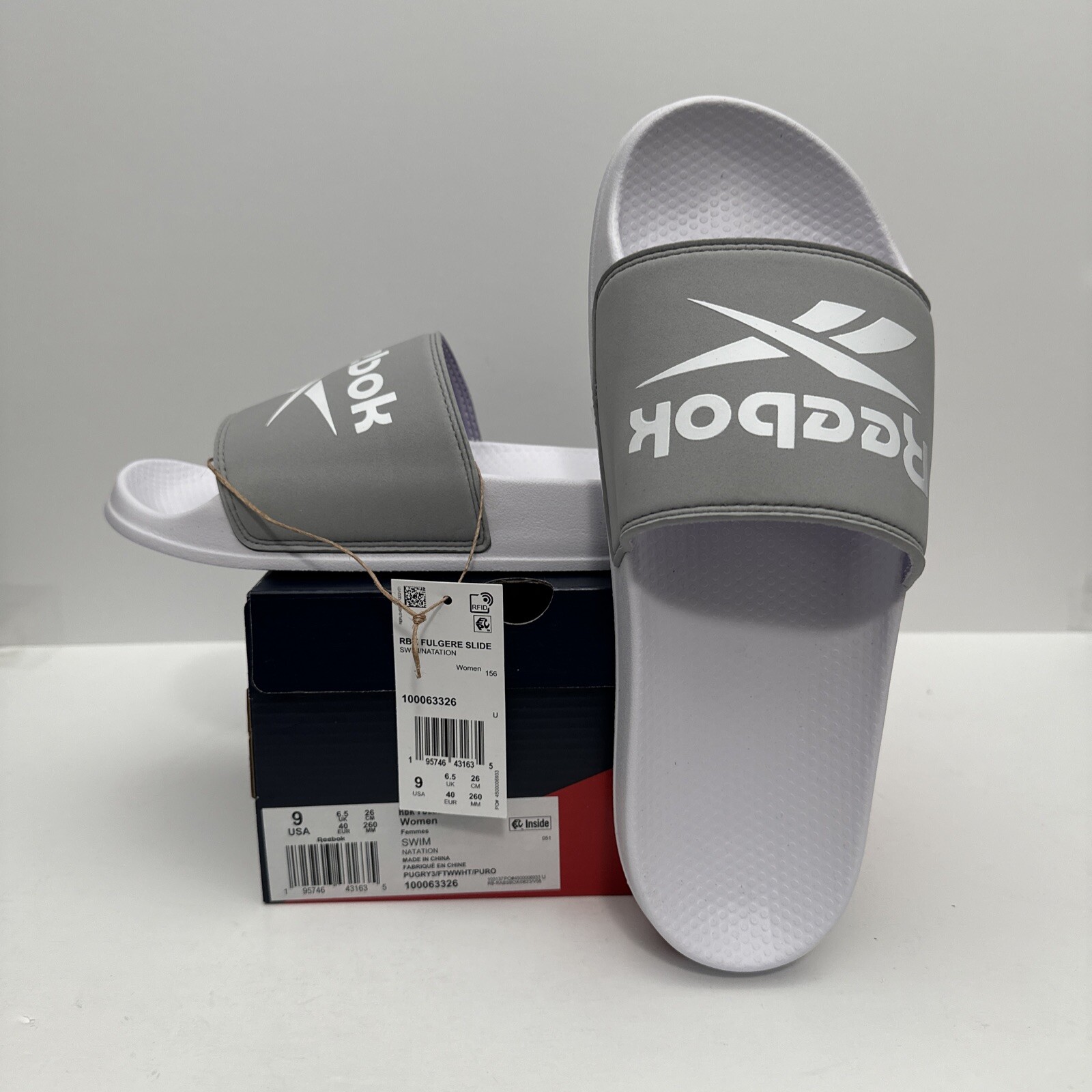 Reebok Fulgere Slide for Beach Pool Swim - Women’s Size 9 - White Grey ...