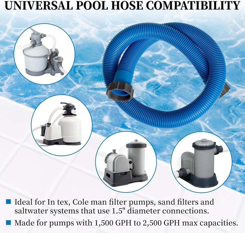 29060E Pool Hoses for above Ground Pools-1.5" Diameter 59" Long Pool ...