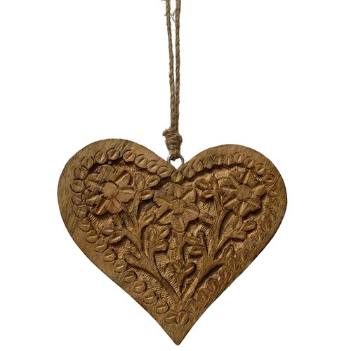 Floral Carved Wood Hanging Heart Cottagecore Farmhouse Country ...