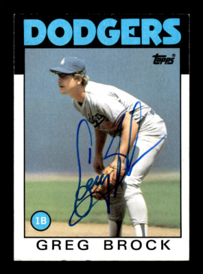 1986 Topps # 368 Greg Brock Autograph Signed Card (M2) Los Angeles ...