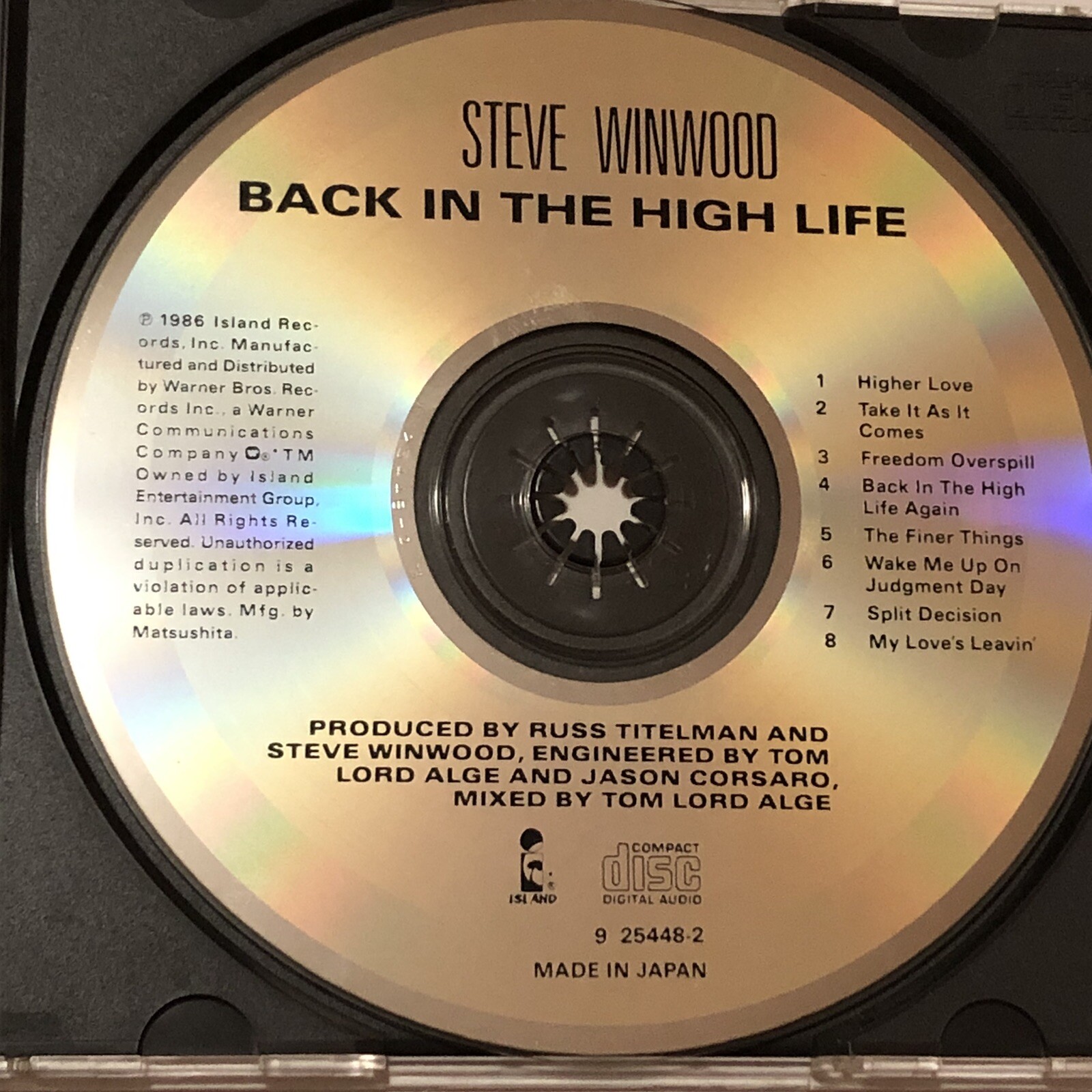 STEVE WINWOOD Back In The High Life CD JAPAN +BONUS Spencer Davis Group ...