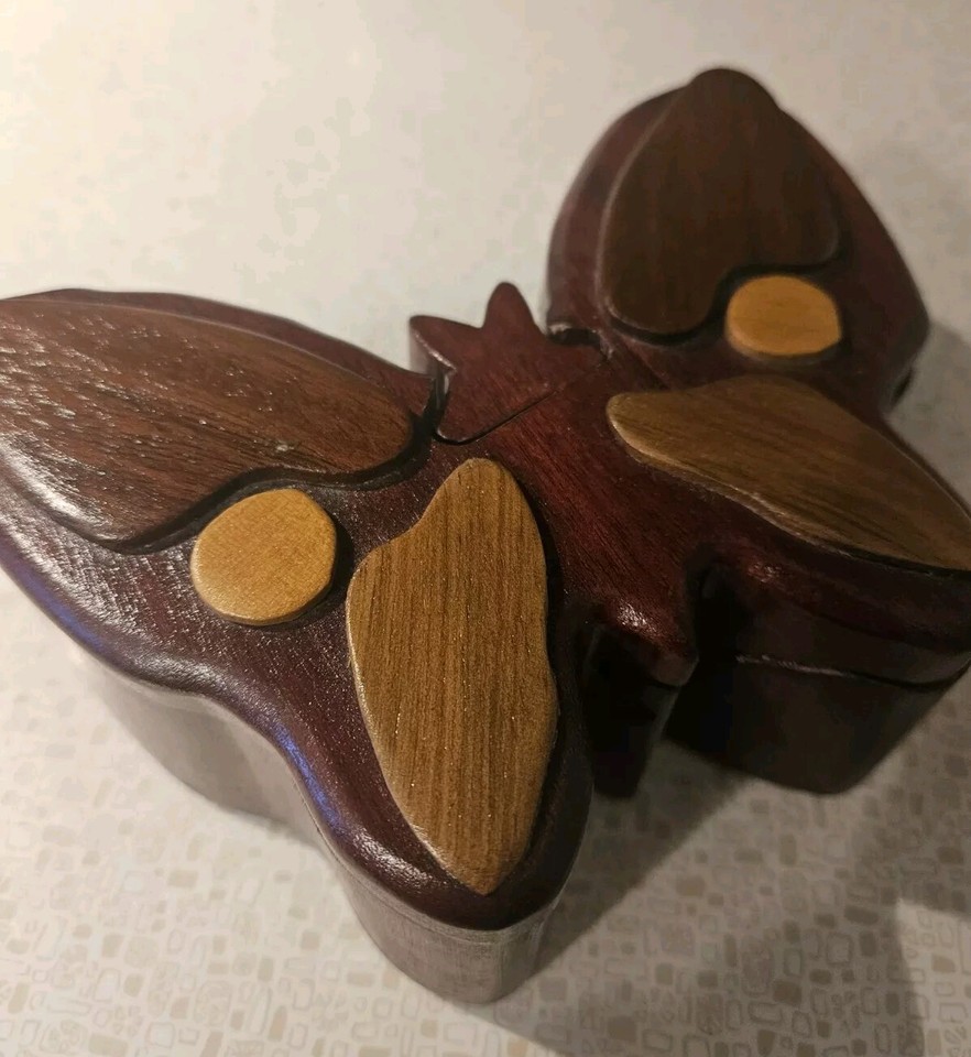 Vintage Butterfly Wood Puzzle Trinket Box | eBay