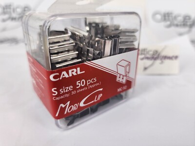 50 x Carl Mori Clip Silver Paper Clip MC52 Small Holds 30 Sheets 700520 ...