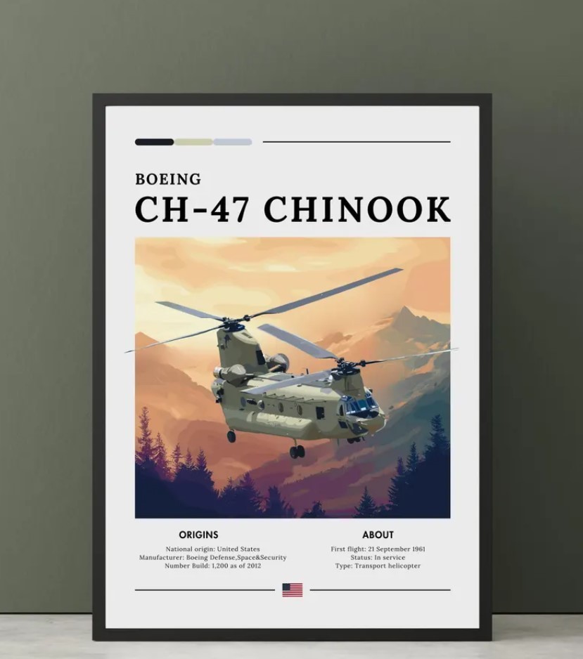 Boeing CH-47 Chinook Poster - American Helicopter Print | eBay