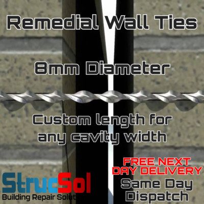 8mm Remedial Cavity Replacement Helical Wall Ties - Strucsol Retrofit ...