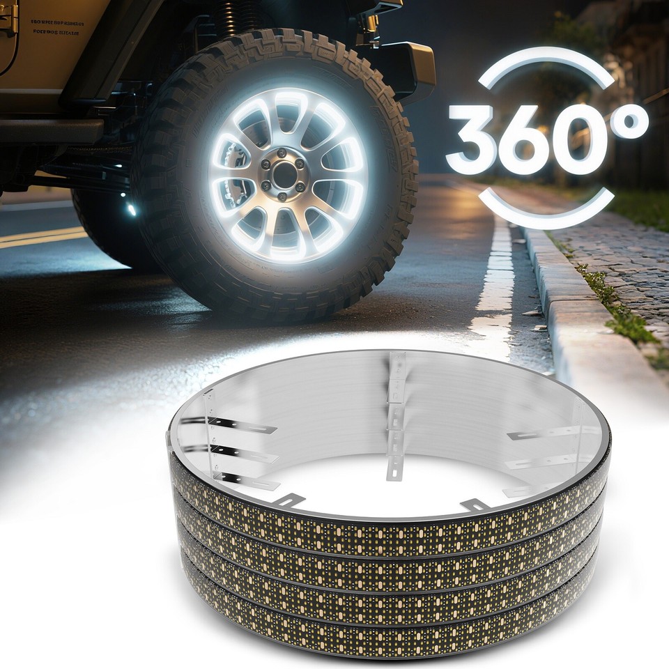 4Pcs 300W 17" Inch 5-Row Pure White LED Wheel Lights Car Rim Lights ...