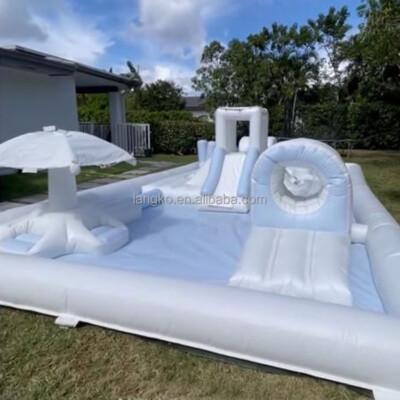 20FT Splash Pad Water Park Slide Combo Inflatable Obstacle Course ...