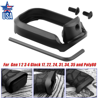 Aluminum Magwell For Glock Gen 1/2/3/4 G17 22 24 31 34 35 Poly80 Mag ...