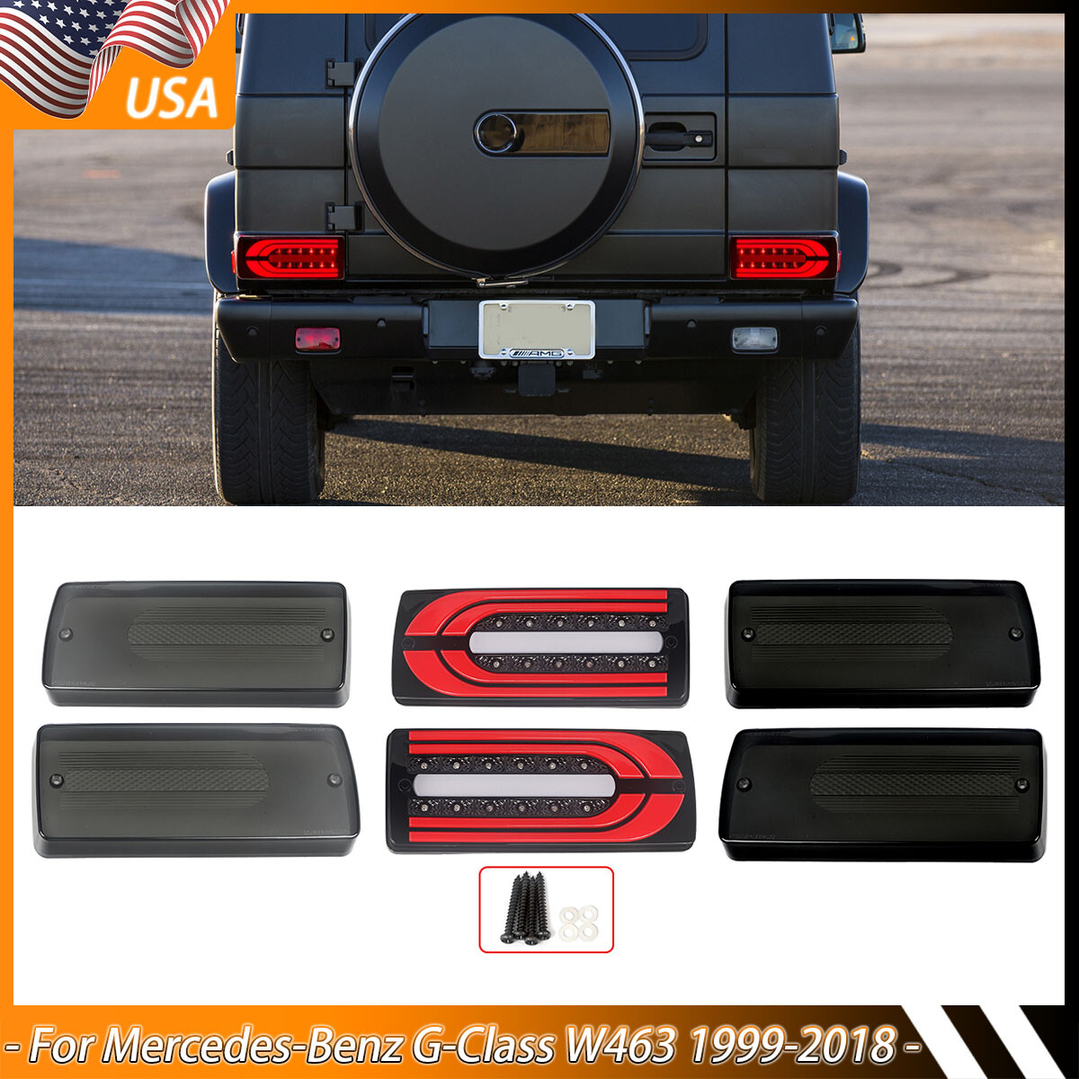 Smoked Sequential LED Tail Light For 99-18 Mercedes W463 G-Class G500 ...