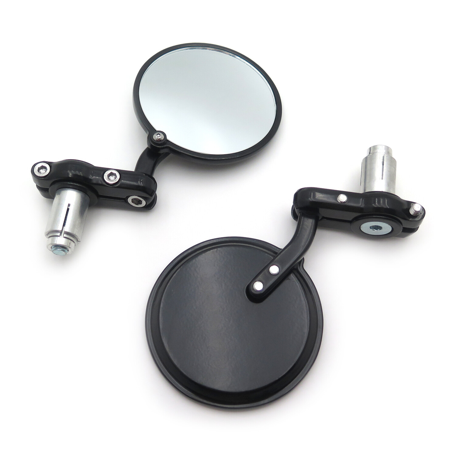 180 Adjustment Black Aluminum Round Mini Bar End 1" 25mm Mirror For ...