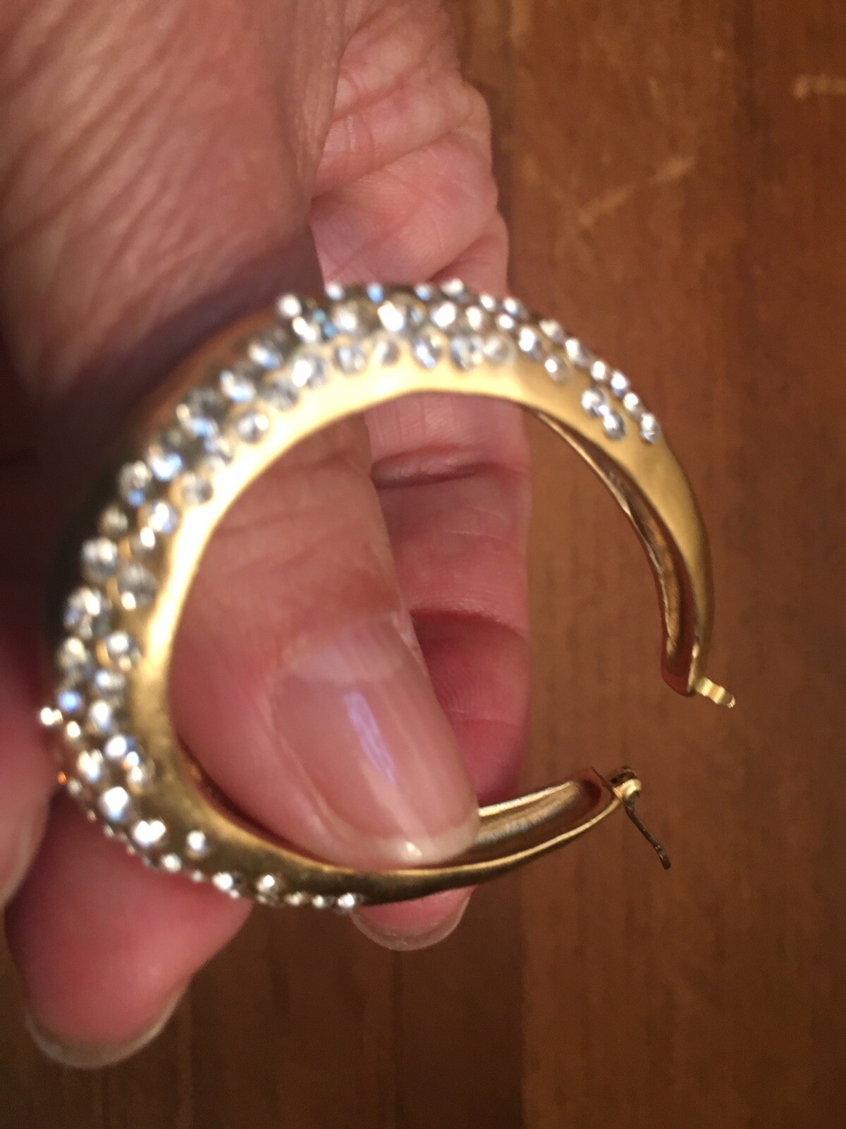 ABS By Allen Schwartz Gold Pave Hoop Contemporary Statement Earrings | eBay