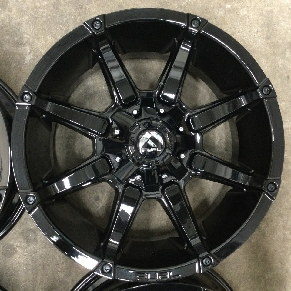 Set 4 Fuel D575 Coupler 20x9 5x5.5 5x150 Gloss Black Wheels 20" 20mm ...