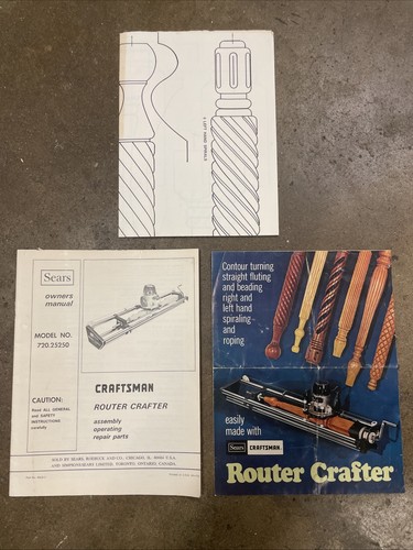 SEARS CRAFTSMAN ROUTER CRAFTER OWNERS MANUAL, Template, & How To Sheet ...