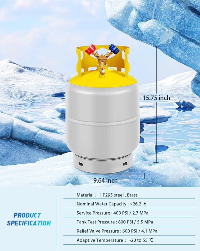 FAHKNS 30 LB Refrigerant Recovery Tank R12, R22, R134A, R410A ...