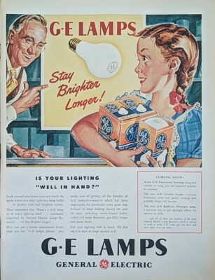 1946 G E Lamps Stay Brighter Longer Classic 50's Advertisement Print Ad ...