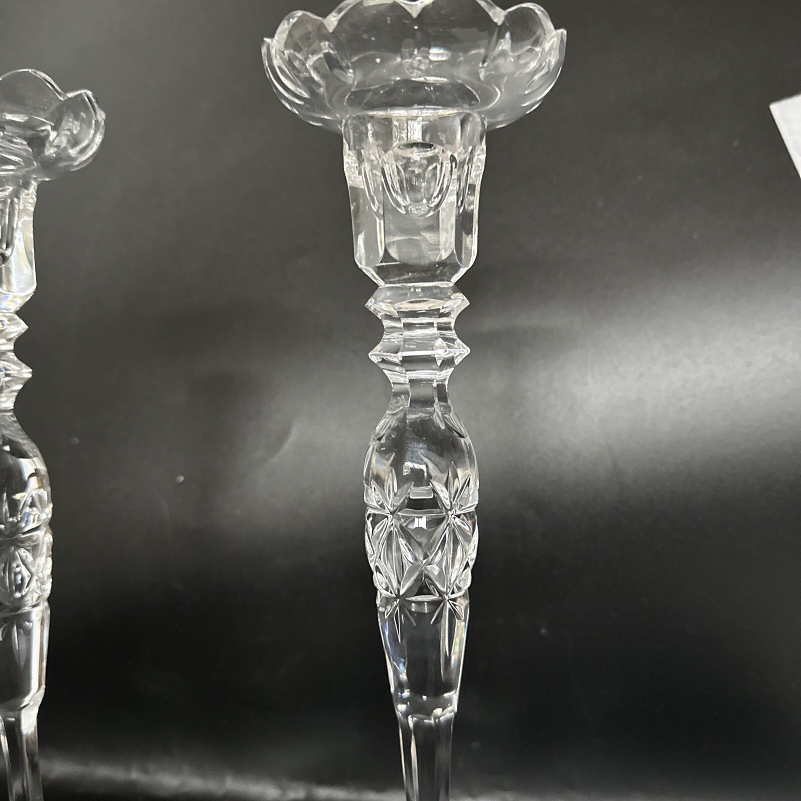 PAIR Rogaska Rosemont Full Lead Crystal Rose Stem Candlesticks 10 3/8 ...