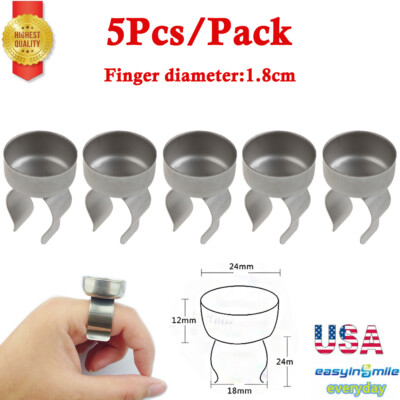 5Pcs Dental Stainless Steel Mixing Finger Prophy Ring Handy Bowl Cup ...