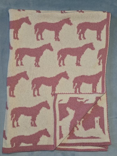 In2Green Pink Horse Baby Blanket Reversible Pony Throw | eBay