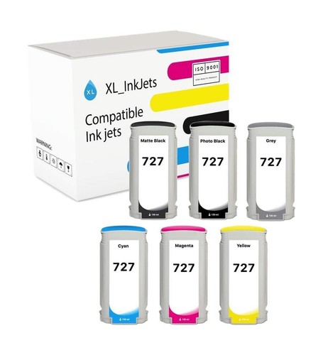 XL-Ink Compatible Inkjets for for HP 727 130ml, Set 6-Pcs (Matte Black ...