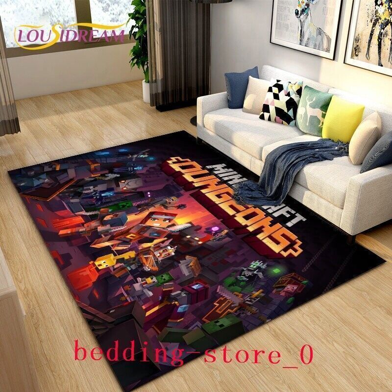 3D Minecraft Creeper Floor Rug Bedroom Living Room Carpets Anti-Slip ...