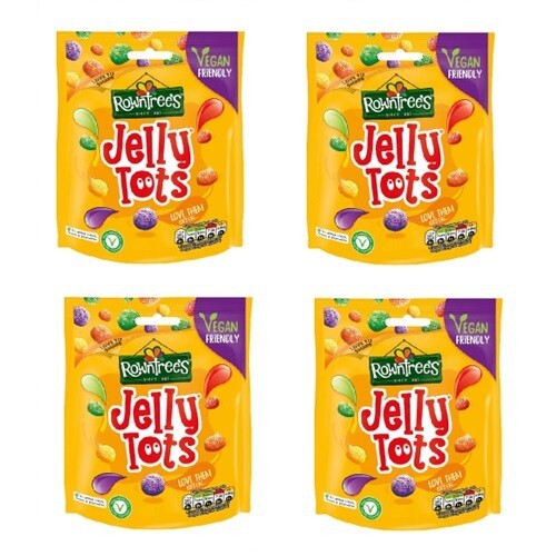 909343 4 x 150g POUCH ROWNTREES JELLY TOTS FRUIT FLAVOURED VEGAN ...