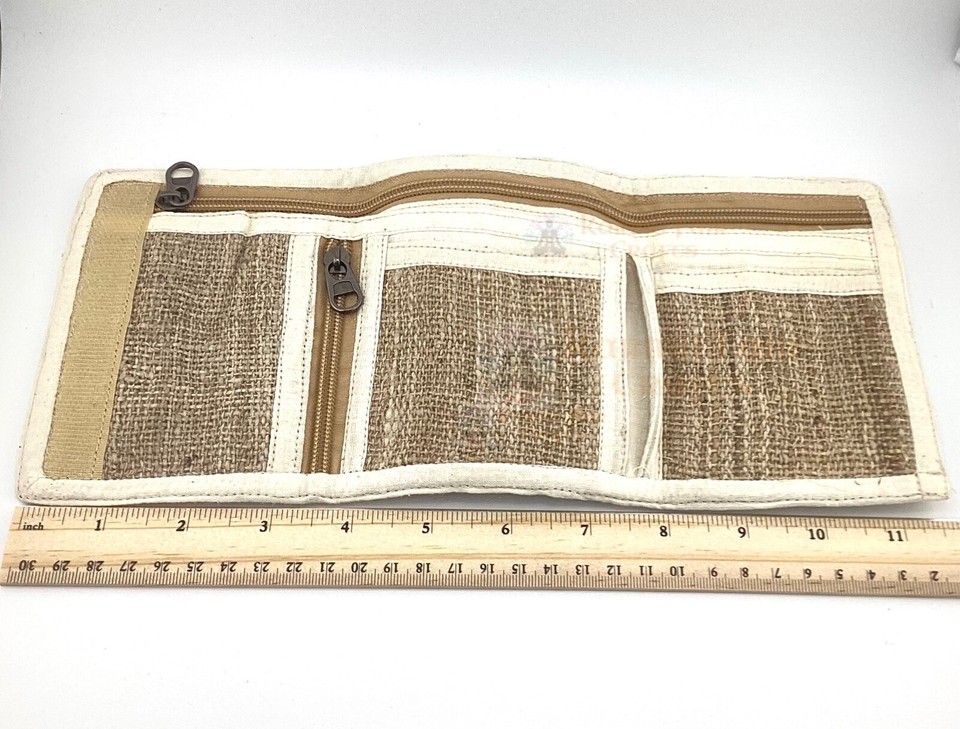 Natural Hemp Trifold Wallet. Purse Made with Raw Primitive Hemp Fabric ...
