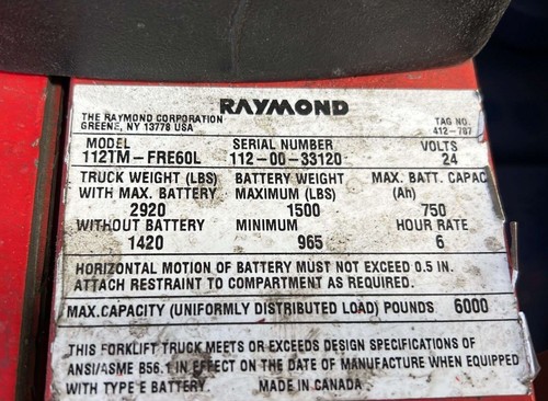 Raymond 112TM-FRE60L Electric Pallet Jack 6000lb | eBay