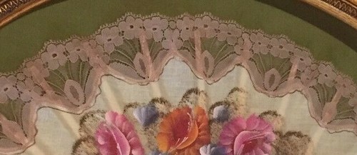 Antique Hand-Painted Fan in Hand-Carved Gilded Shadow Box Near Mint ...