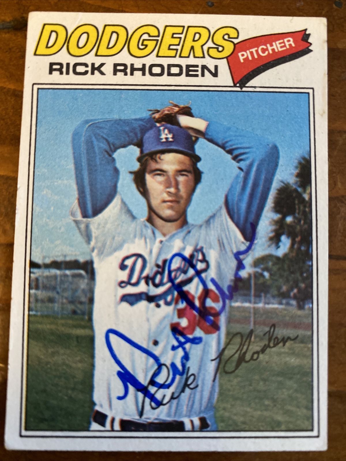 Rick Rhoden 1977 Topps #245 Autographed Card AUTO Los Angeles Dodgers ...