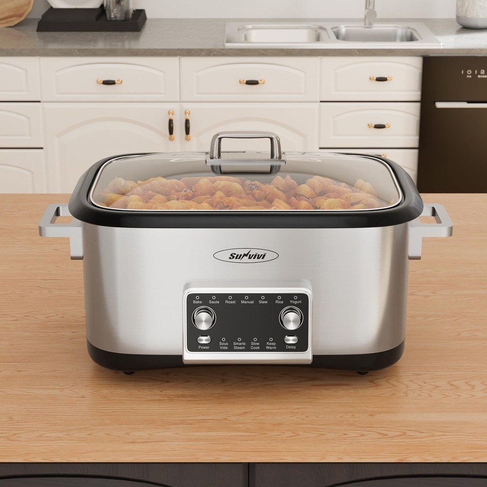 8 Quart Slow Cooker Roaster Oven, 12 in 1 programmable Multi-Cooker ...