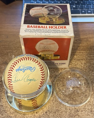 CECIL COOPER Signed Ball MILWAUKEE BREWERS Red Sox BASEBALL w/Holder NO ...