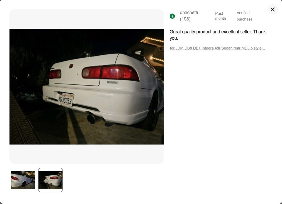 JDM DB8 DB7 Integra 4dr Sedan rear MDulo style bumper lip Valance 99 ...