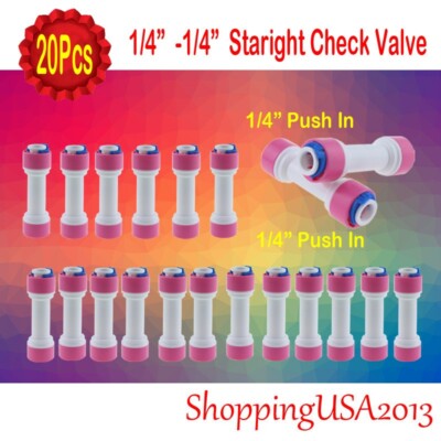 20PCS Check Valve 1/4" One Way Push Fit Straight Quick Connect Water ...