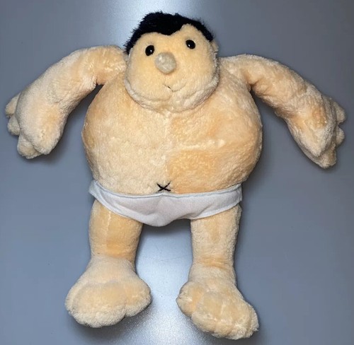 Vintage Sumo Wrestler Doll Plush Man White 12” Black Hair Stuffed Toy ...