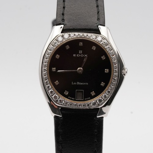 Edox Les Bemonts Watch Women's 1 3/32in Steel With Leather Band Quartz ...