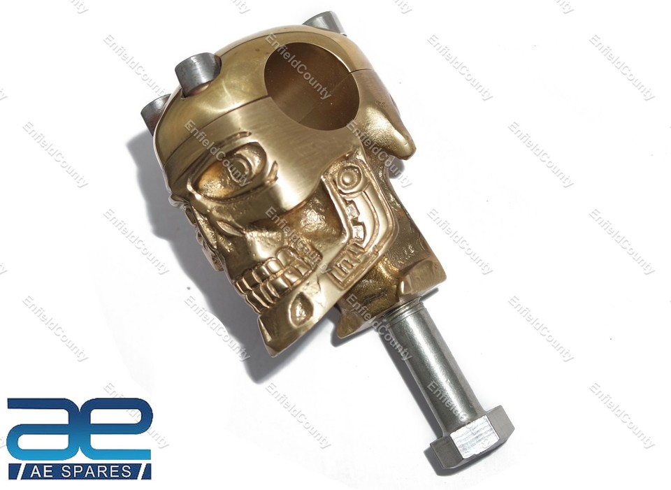 Skull Custom Brass Old School 1" Handlebar Risers for Harley Bobber ...