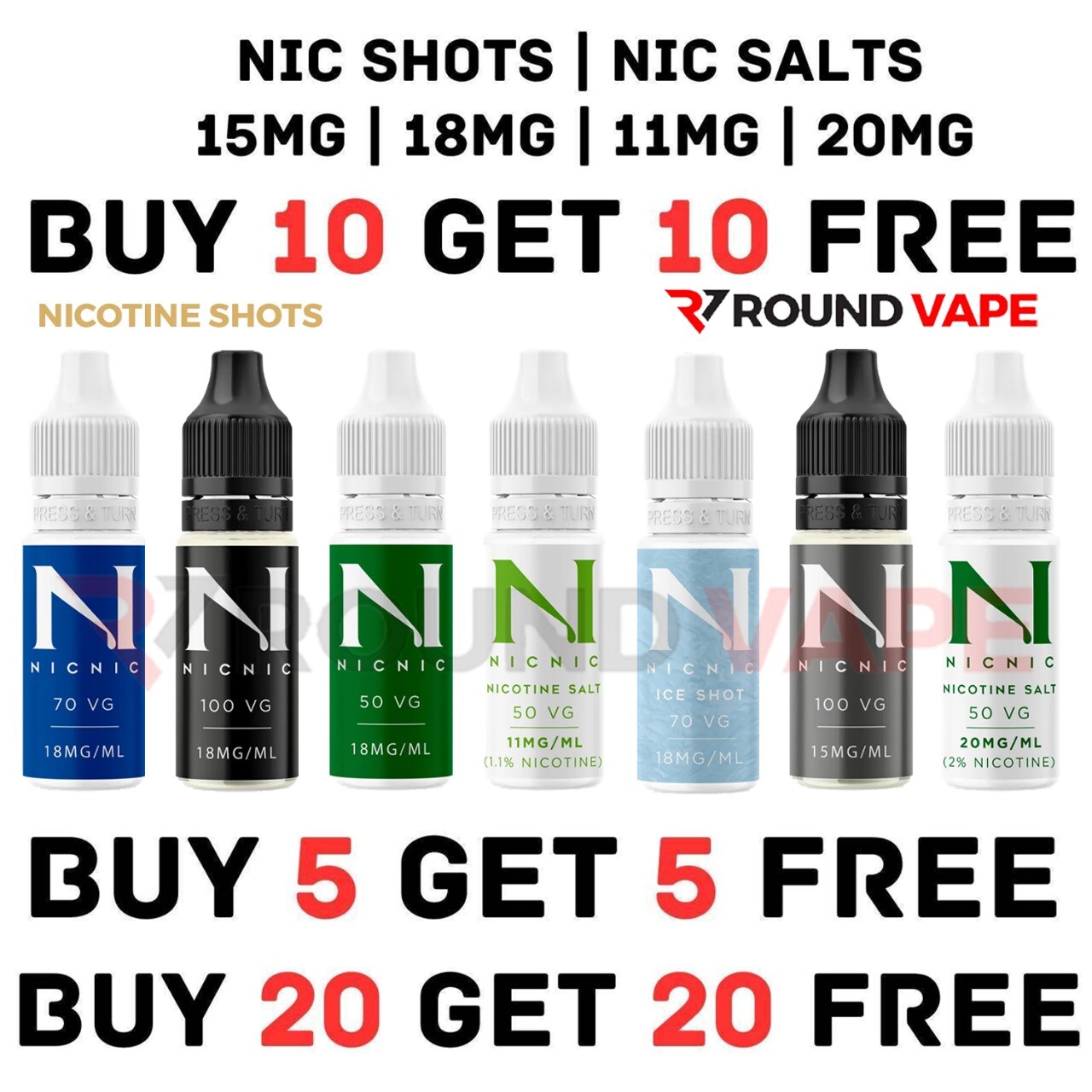 Nic Salts e liquid Nicotine Shots 11/15/18/20mg Vape 10ml 50/70/100 ...