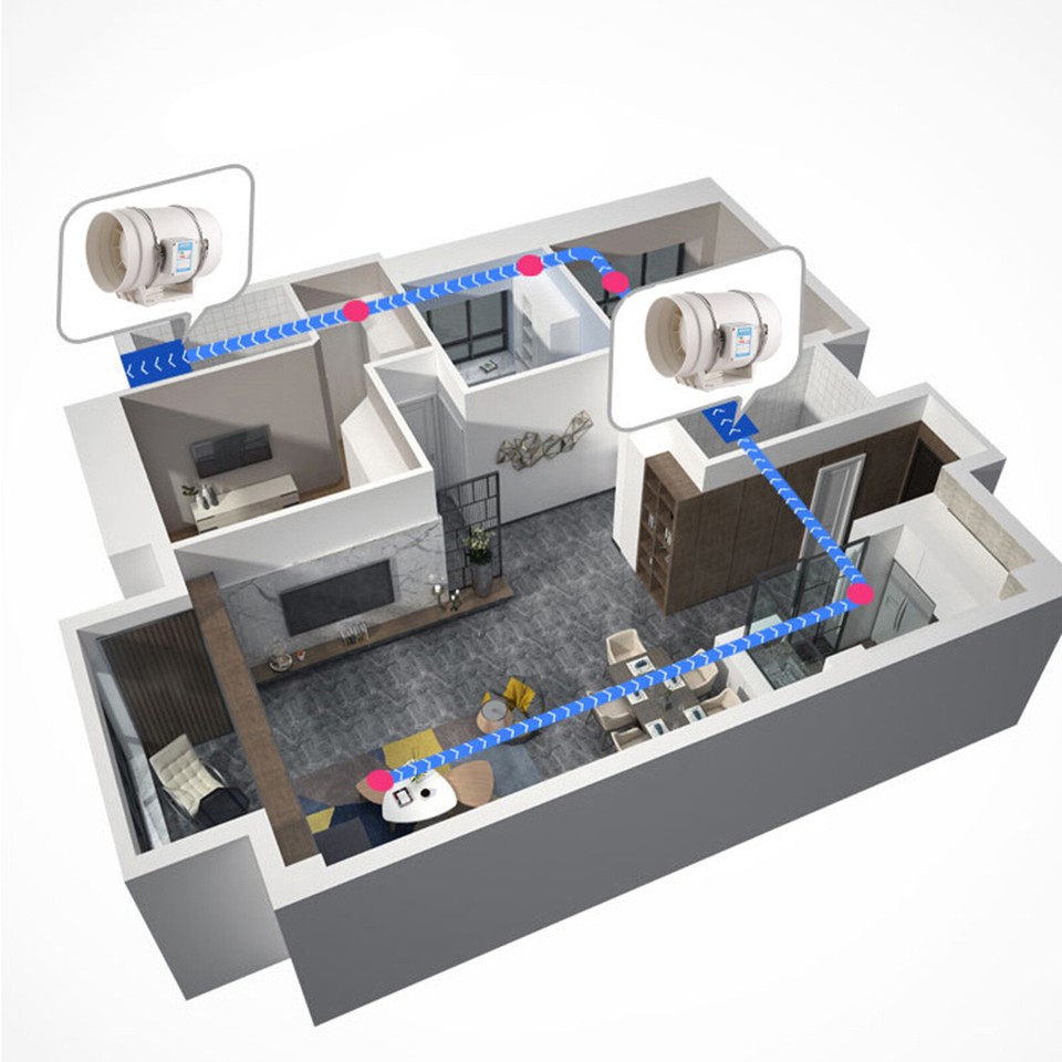 220 CFM 4 Inline Duct Ventilation Fan Bathroom Kitchen Vent Exhaust Air ...